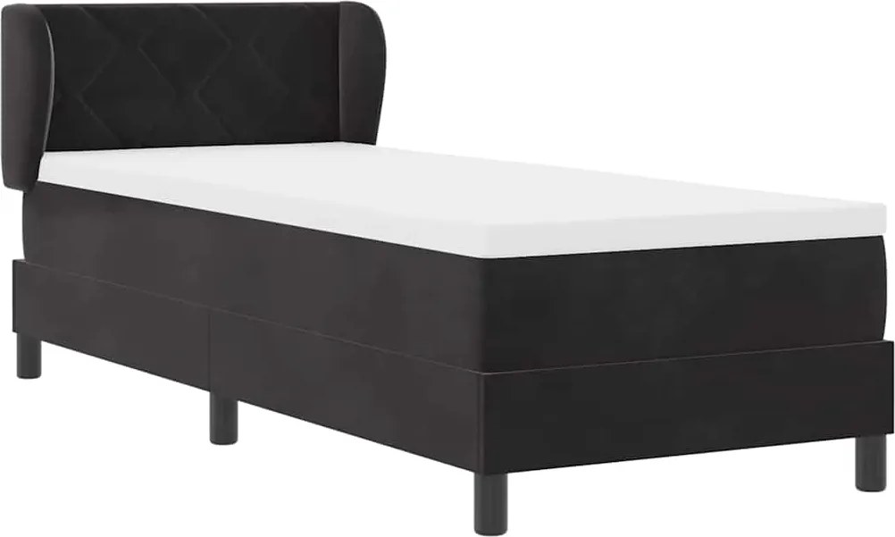 Postel s boxspringem s čelo Černá 80 x 200 cm samet 3340414