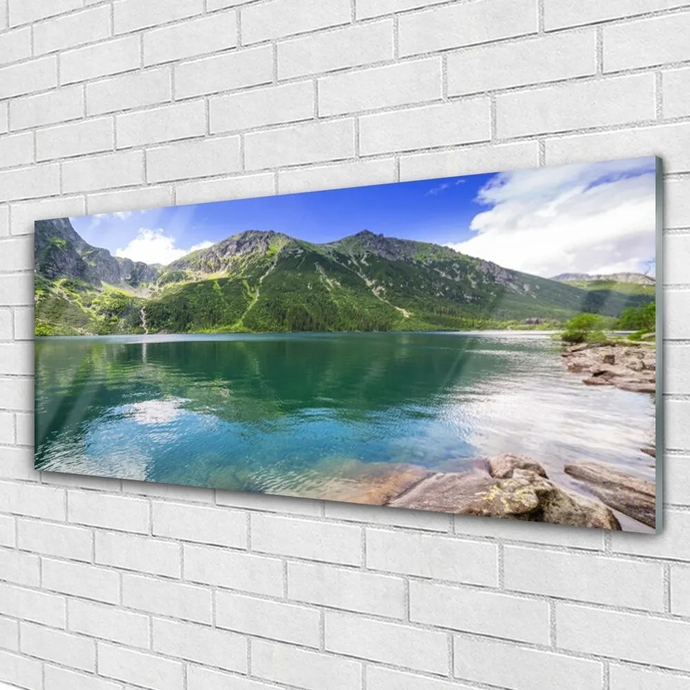 akrylový obraz Hora Jezero Krajina 125x50 cm