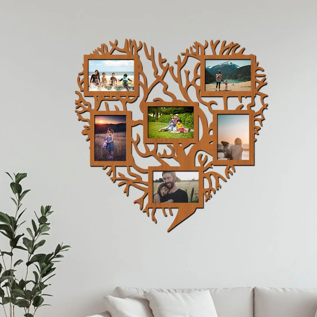 dřevo života Dřevěný fotorámeček Srdcový strom II Zvolte barvu dekoru: Třešeň, Velikost fotografie: 13x18