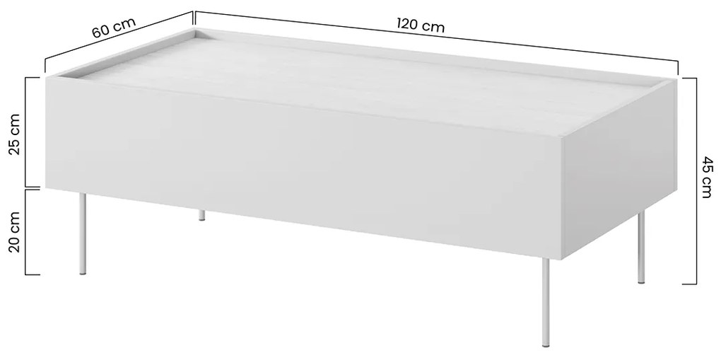 Konferenční stolek Desin 120 cm se zásuvkami - černý mat / dub nagano