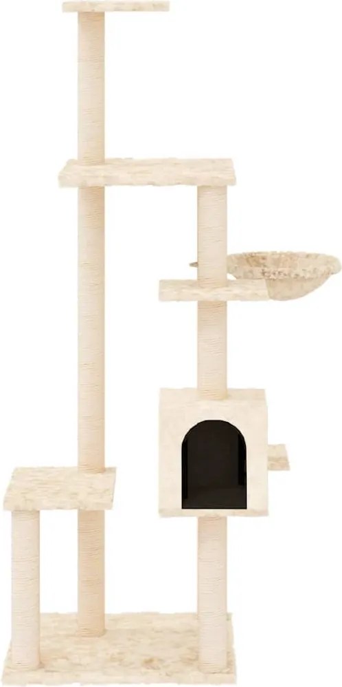 Škrabadlo pro kočky se sisalovými sloupky krémové 142 cm 171591