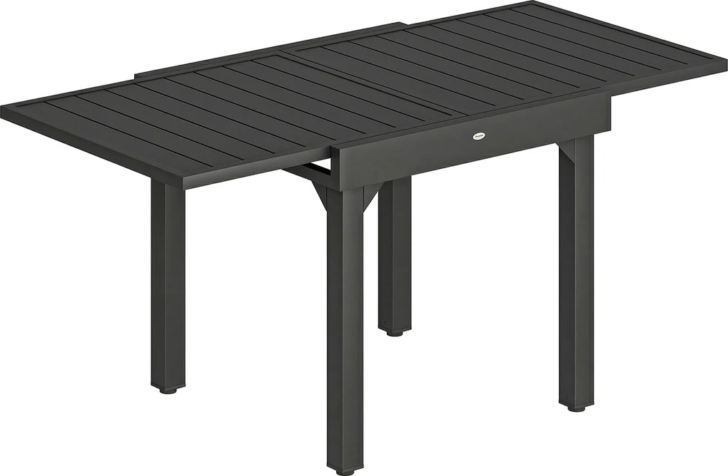 Zahradní stůl Rozkládací hliníkový jídelní stůl 80/160 x 80 cm pro 4-6 osob, obdélníkový s lamelovou deskou