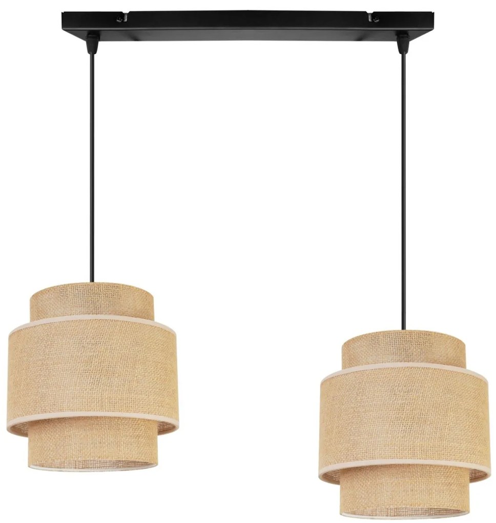Závěsné svítidlo Boho, 2x jutové stínítko, (výběr ze 2 barev konstrukce)