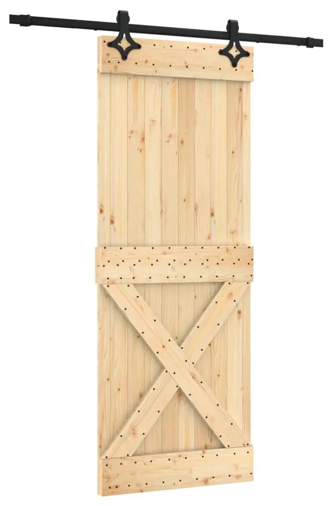 Posuvné dveře s kováním 80 x 210 cm masivní borové dřevo - Default Title