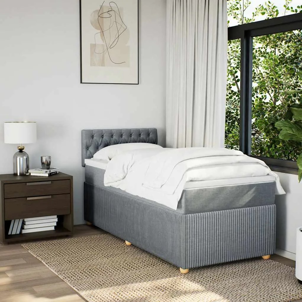 Box spring postel s matrací světle šedá 90x200 cm textil 3289646