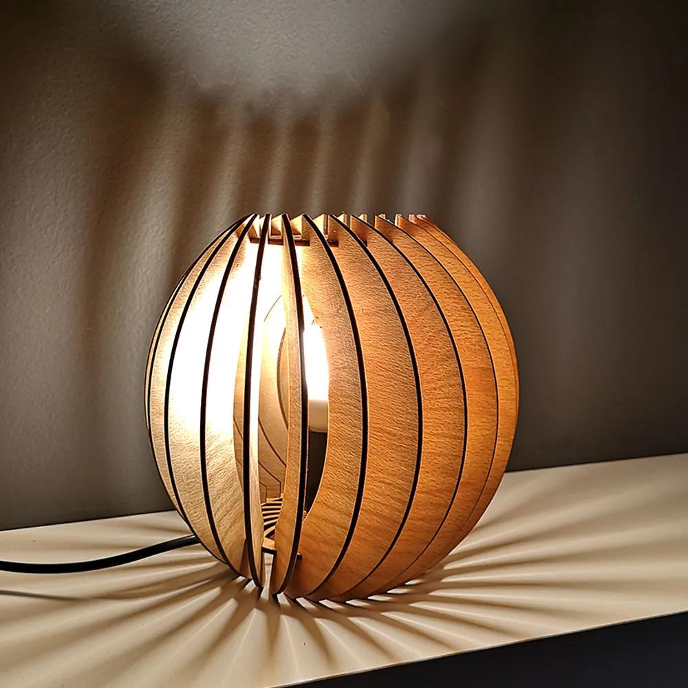 AMADEA Dřevěná stolní lampička kulatá, masivní dřevo, rozměr 22 cm, český výrobek