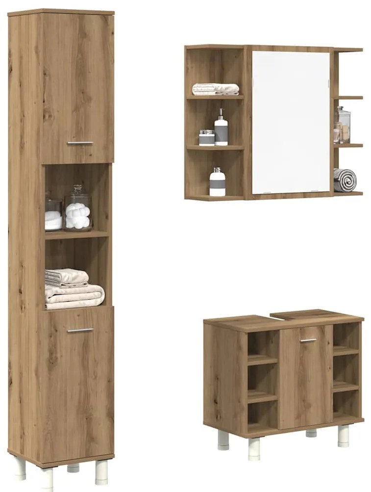 3dílná koupelnová sestava dub artisan kompozitní dřevo 3328570