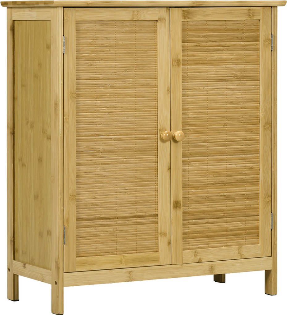HOMCOM Komoda v Boho stylu z ratanu a bambusu, dvoudveřová s vnitřními policemi, 60x27x67,5 cm, přírodní barva | Aosom