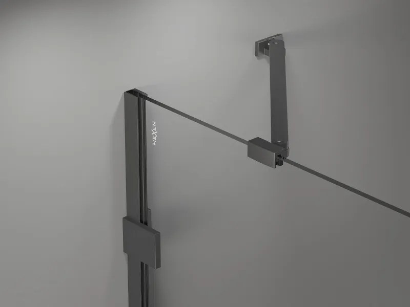 Mexen Lunar, výklopný sprchový kout pravý 70 x 70 cm, 8mm čiré sklo, profil grafit broušený, 834-070-070-66-00-P