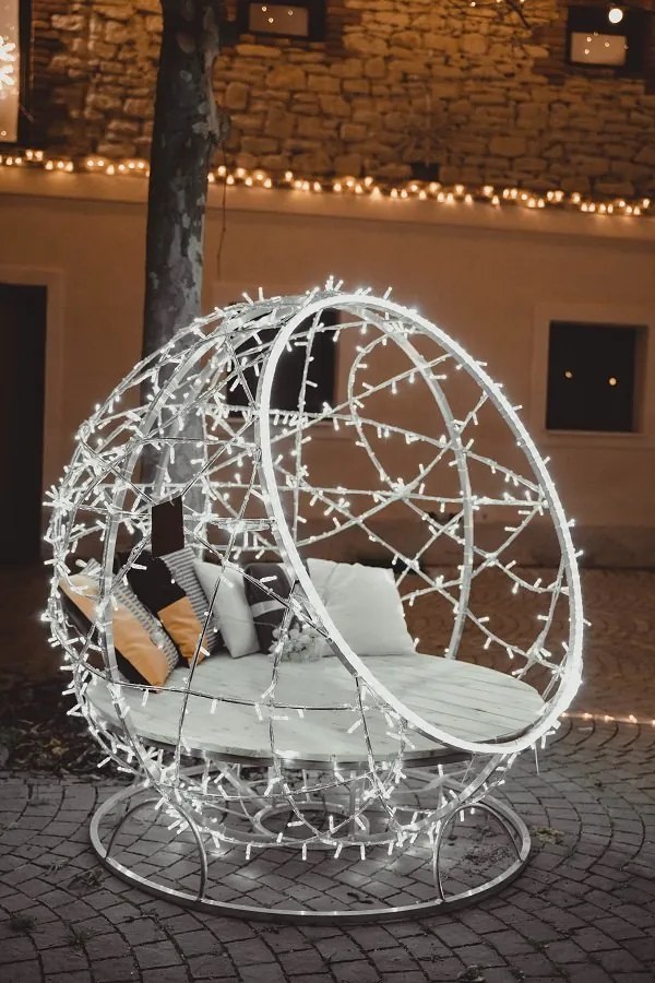 Easy Fix LED světelný řetěz, 20 m, venkovní, ledově bílá s FLASH, 120 diod, bílý kabel, IP67