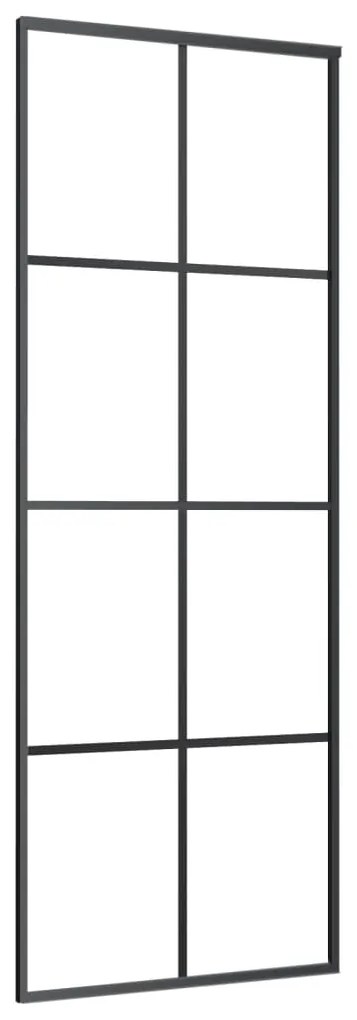 Posuvné dveře černé 76 x 205 cm ESG sklo a hliník - Default Title