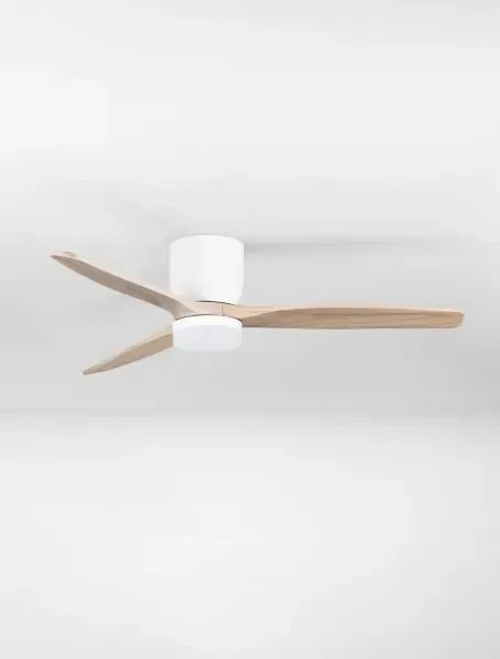 LED bílo-dřevěné designové stropní svítidlo Aloa s dálkovým ovládáním