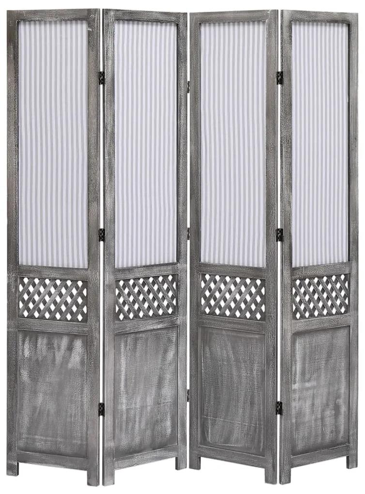 Paraván Norton | 4dílný - textil - 140 x 165 cm | šedo-bílý