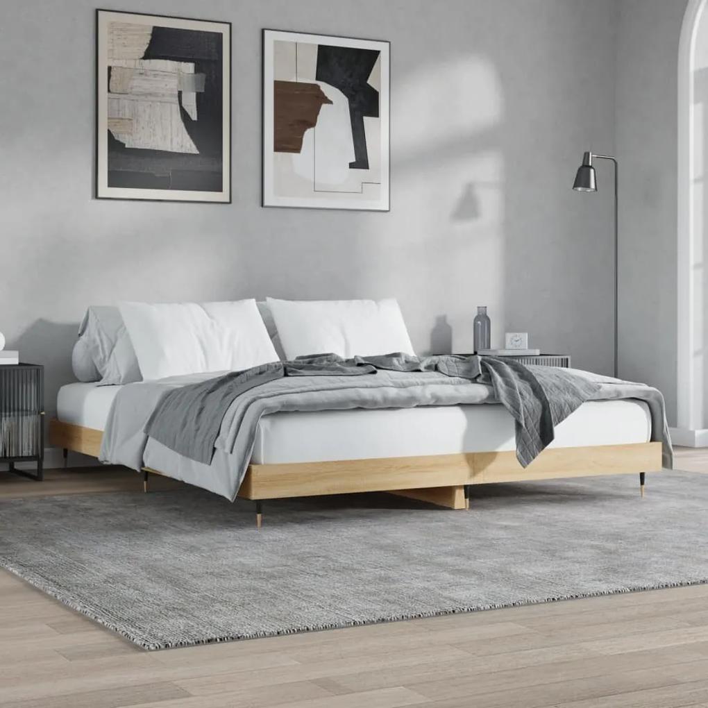 Rám postele dub sonoma 160 x 200 cm kompozitní dřevo - Default Title