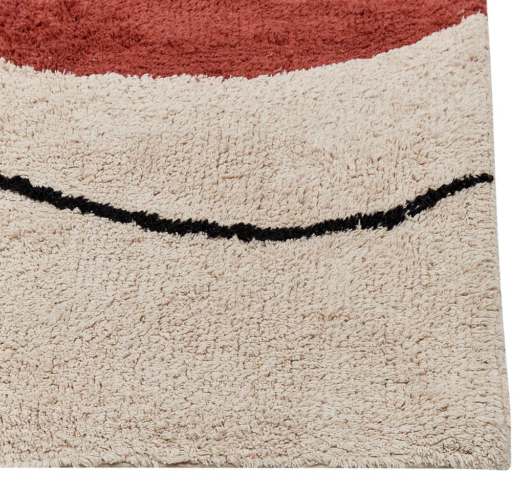Bavlněný koberec 140 x 200 cm béžový/červený BOLAT Beliani