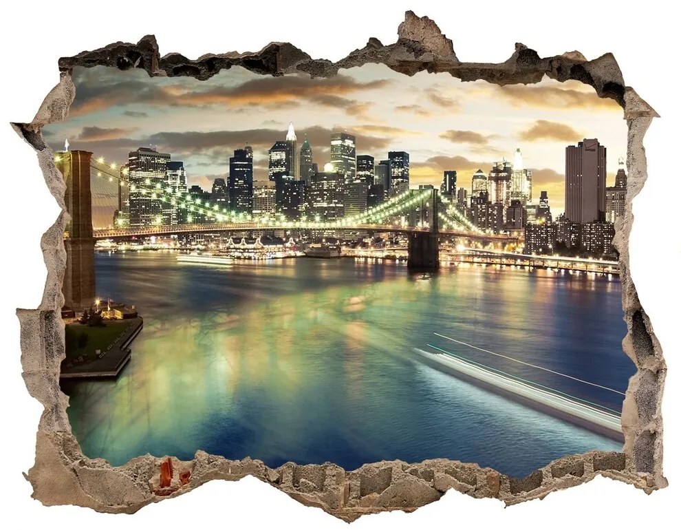 Wallmuralia Fototapeta díra na zeď 3D Manhattan New York 95x64 cm