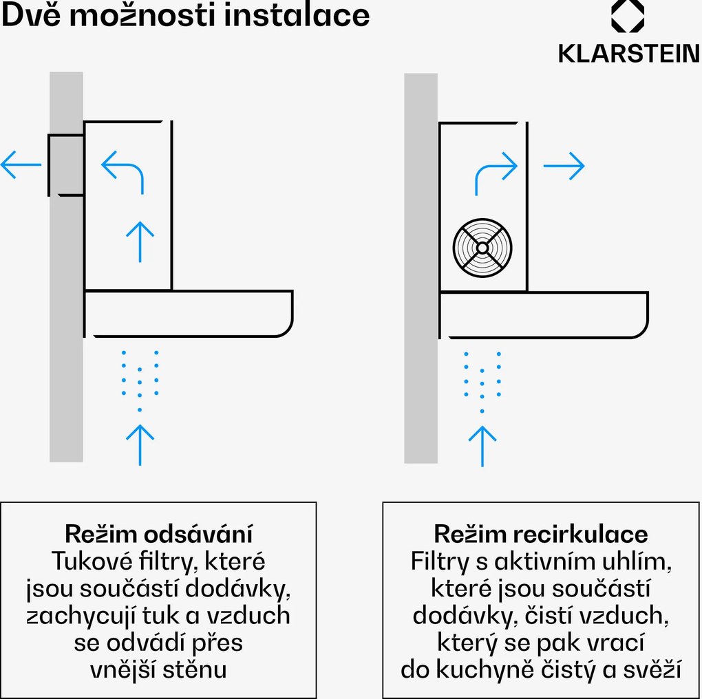 Klarstein Mariana Neo 90 odsavač s plochým krytem 90 cm 640 m³/h odtah LED