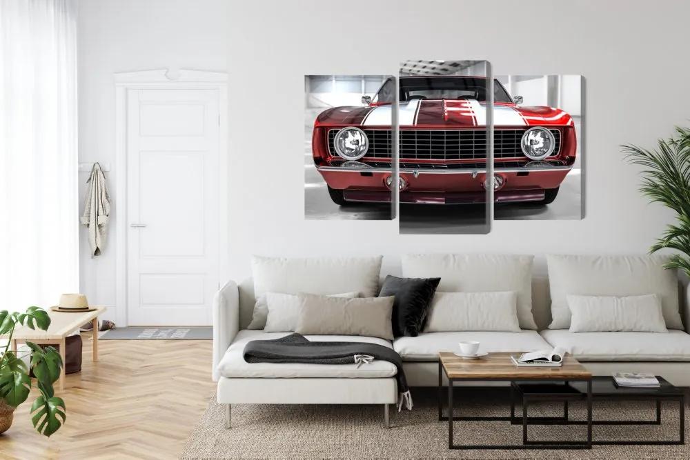 Vícedílný obraz Červené Svalové Auto V Garáži Nedostatek Nedostatek Přírodní plátno 150x100