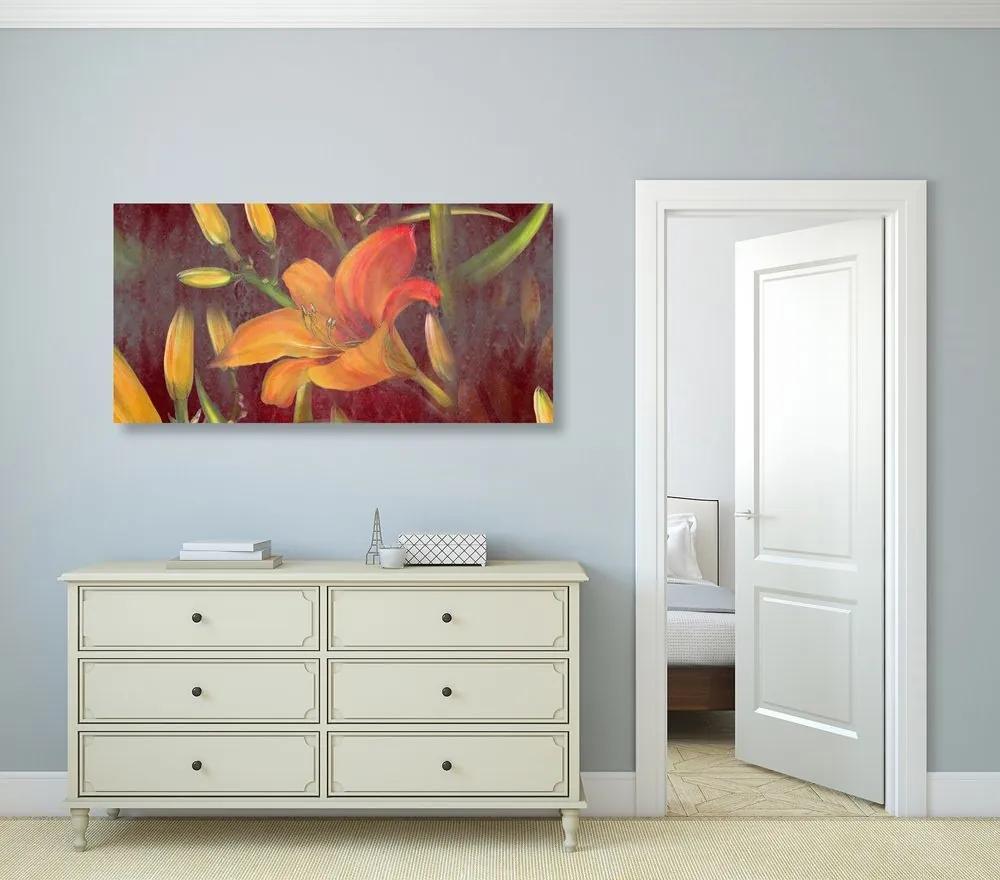 Obraz rozkvět oranžové Lilie - 120x60 cm