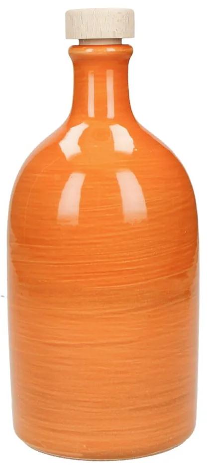 Oranžová keramická láhev na olej Brandani Maiolica, 500 ml