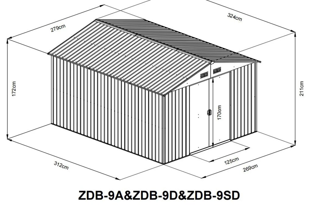 Zahradní domek BestBerg ZDB-9D / 9 m² / 279 x 324 x 211 cm / dekor dřevo/hnědá