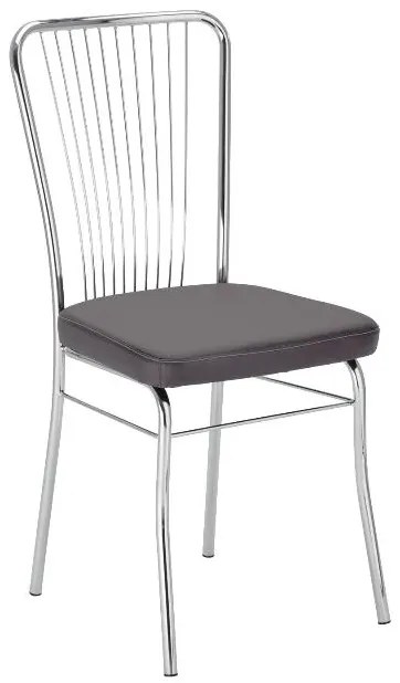 Jídelní židle Rigby  hromovaná ocel / eko kůže Barva: Tmavě hnědá