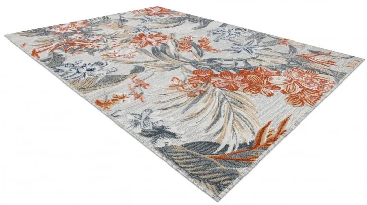 Dywany Łuszczów, Kusový koberec Botanic 65262 flowers grey – na ven i na doma, 157x220, vícebarevná, chodba / předsíň