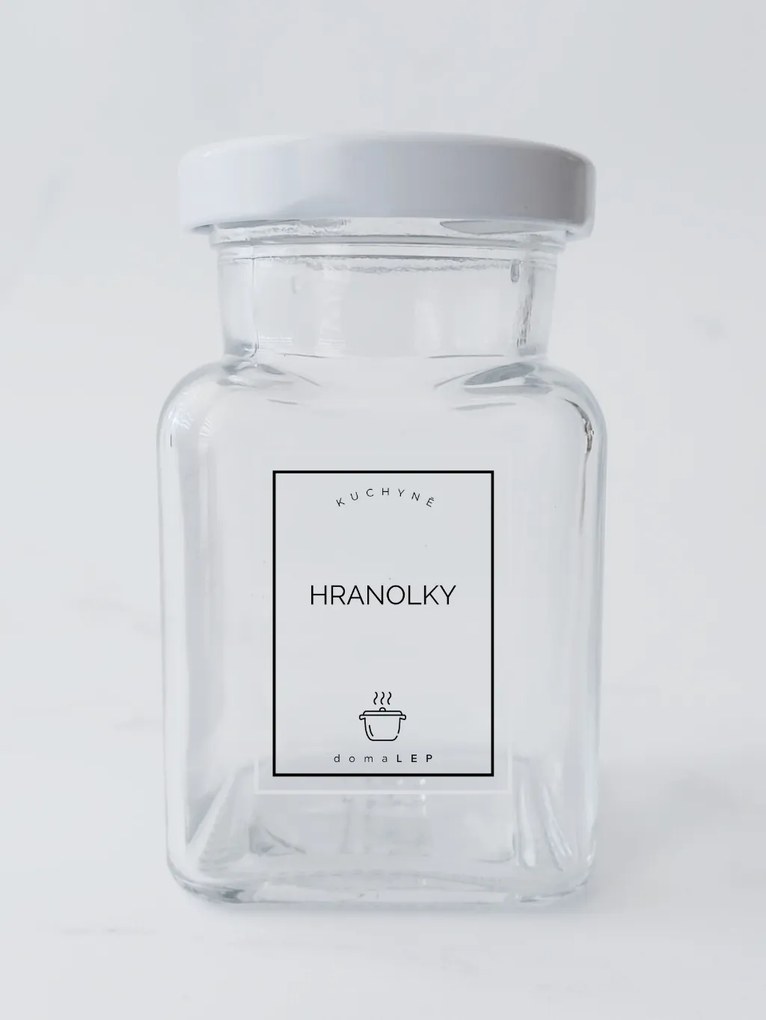 Samolepka na kořenky HRANOLKY průhledná 3 × 4 cm základní písmo