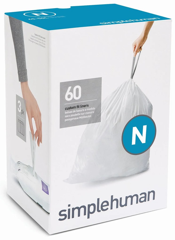 Sáčky do odpadkového koše 45-50 L, Simplehuman typ N zatahovací, 3 x 20 ks ( 60 sáčků ), 35 µm