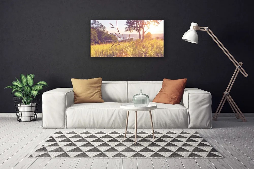 Obraz na plátně Louka Tráva Strom Příroda 120x60 cm