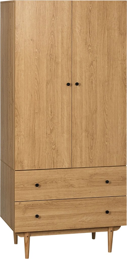 HOMCOM Dospělá Skříň do Ložnice se 2 Dveřmi a 2 Zásuvkami - 80 x 52 x 180 cm - Dřevěný Dekor | Aosom