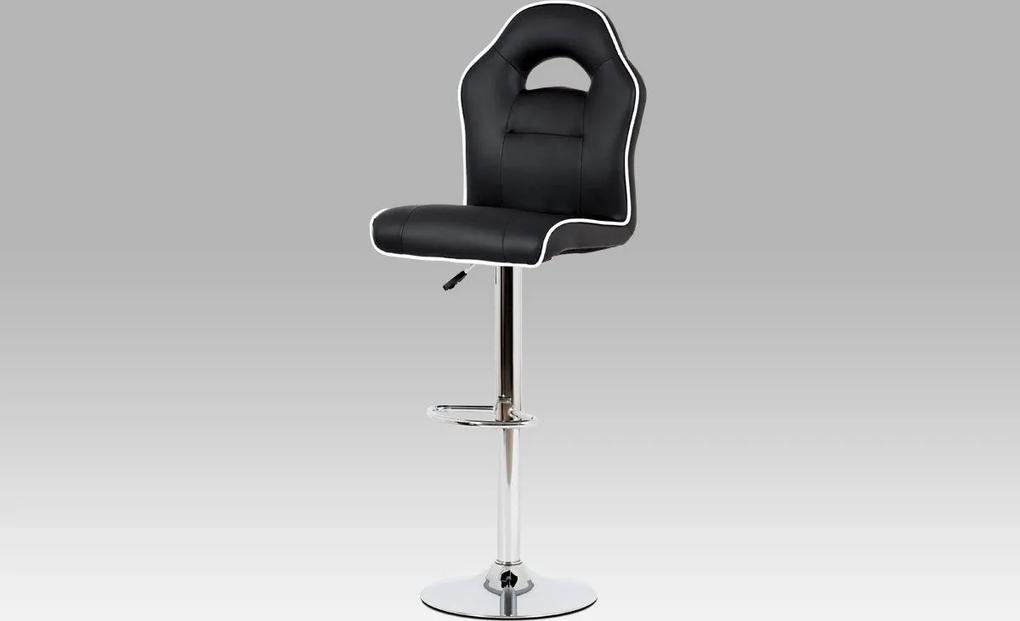 Autronic Barová židle černá koženka / chrom AUB-606 BK