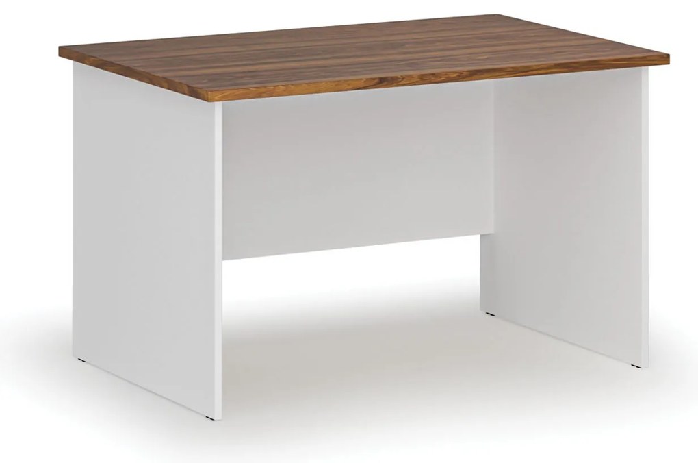 Kancelářský psací stůl PRIMO WHITE, 120x80 cm, bílá/ořech