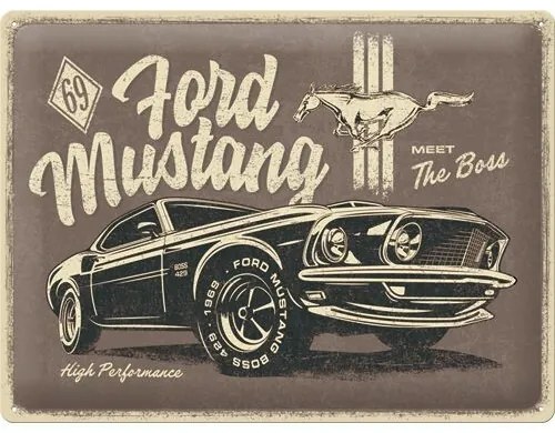 Plechová cedule Ford - Mustang - 1969 - The Boss, (40 x 30 cm)