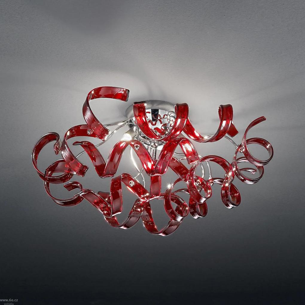 Metallux 206.330.04 Astro Cherry, stropní designové svítidlo v průměru 50cm, 3x40W, červené sklo, chrom