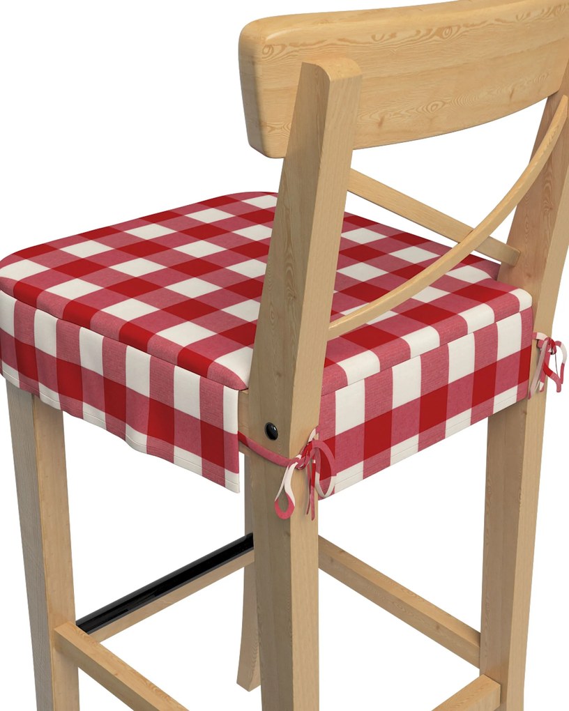 Sedák na židli IKEA Ingolf - barová barva červená látka vzorované