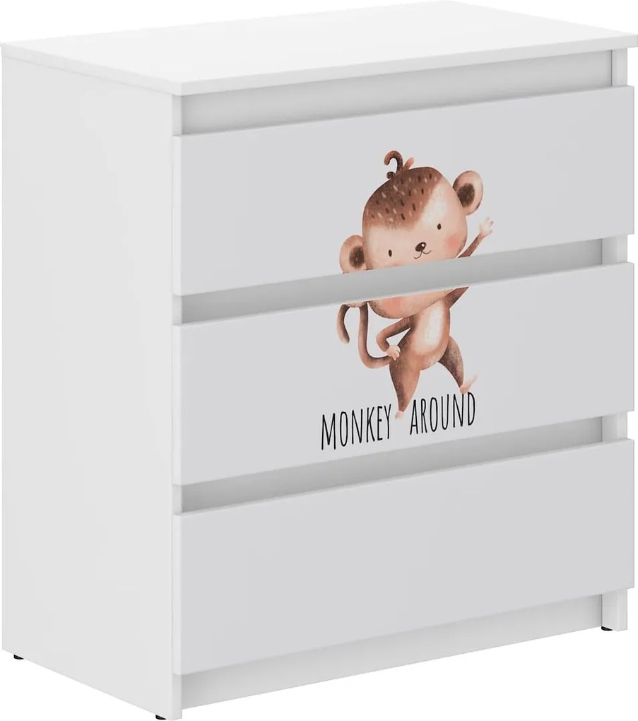 Wooden Toys Dětská komoda R-3 SAFARI OPICE
