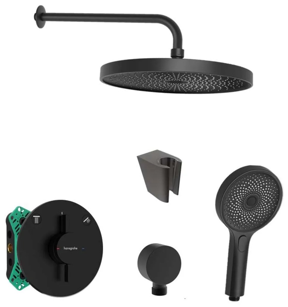 SANITINO - Sprchový set s baterií a tělesem pod omítku hansgrohe, příslušenství kielle, matná černá SANI21HKK400