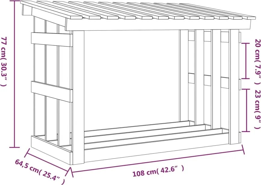 vidaXL Stojan na dřevo 108x64,5x77 cm masivní borovice