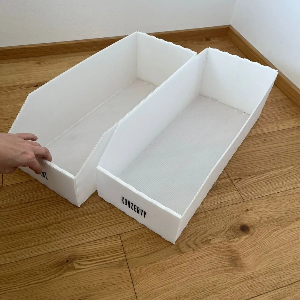 usporadejto.cz Úložný box, plastový 20x50x16cm - do spíže i do skříně KARTONPLAST - BÍLÝ