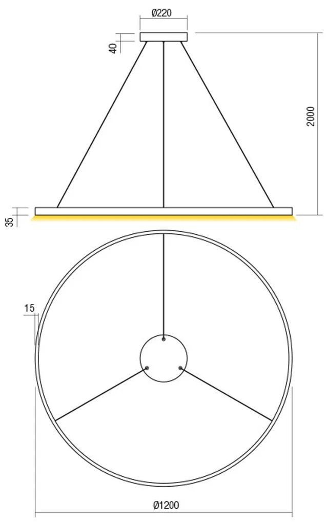 Redo 01-2884 závěsné LED svítidlo stmívatelné Febe matně zlaté, 75W, 4000K, ø120cm