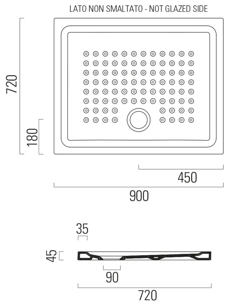 GSI Keramická sprchová vanička, obdélník 90x72x4,5cm, bílá ExtraGlaze 438811