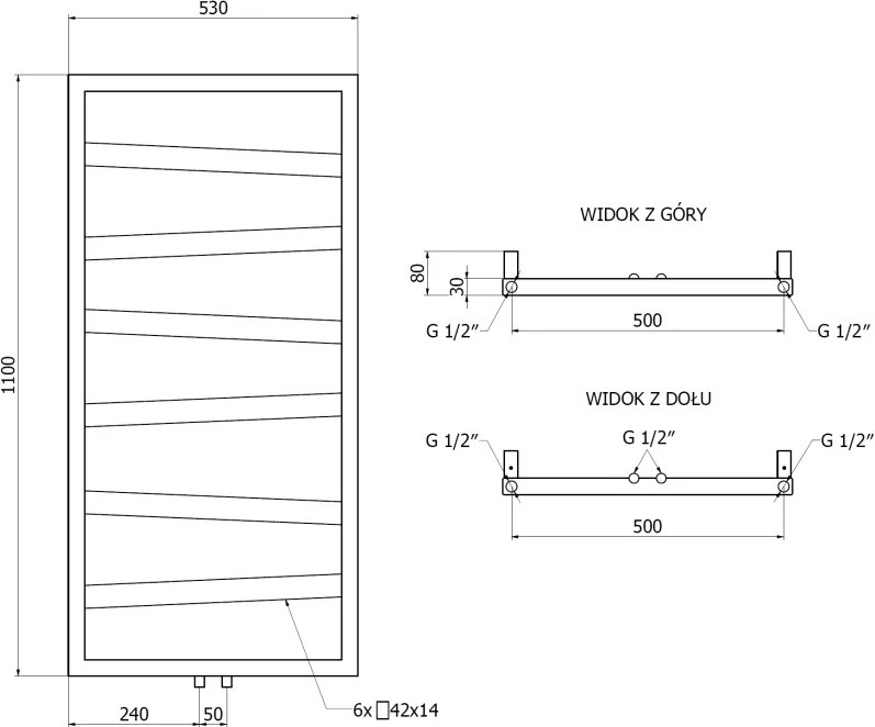 Mexen, Mexen Zoom dekorativní koupelnový radiátor 1100 x 530 mm, 376 W, antracit - W130-1100-530-00-66