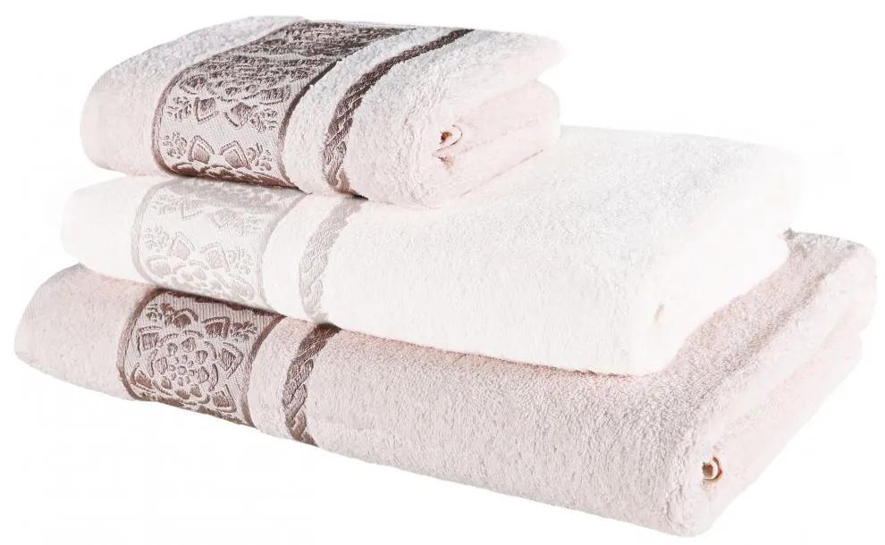 Sada 2 kusů bavlněné osušky a ručníku Zara krémová EMI