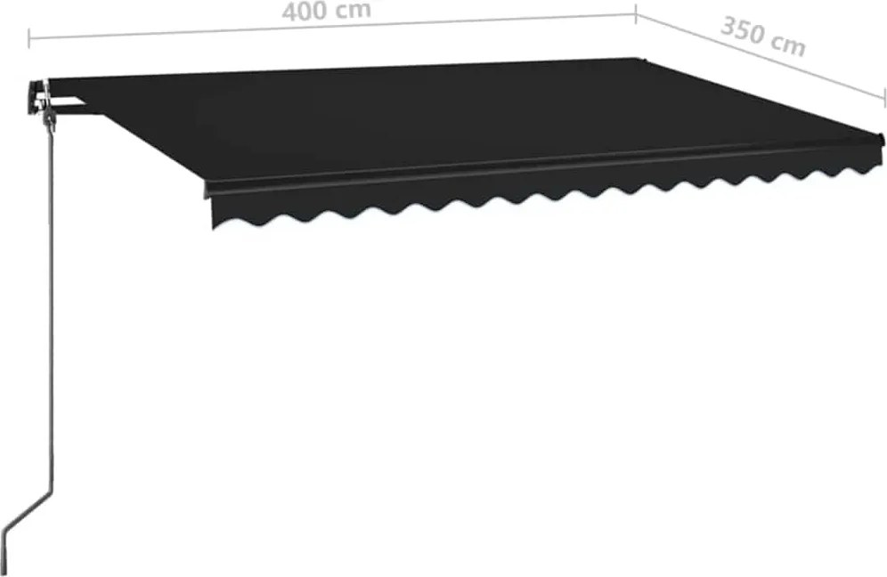 Ručně zatahovací markýza s LED světlem 400 x 350 cm antracitová 3069184