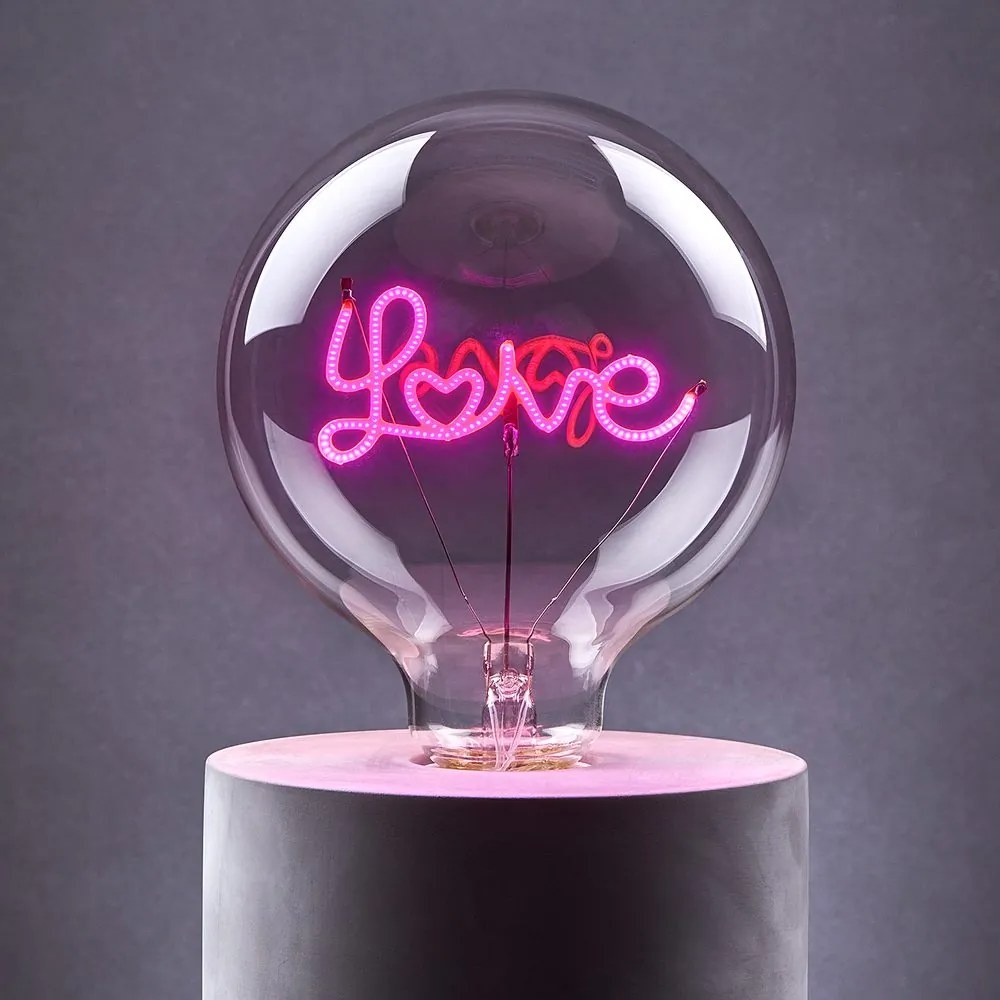 BRIGHT LIGHT LED Žárovka "Love" - růžová