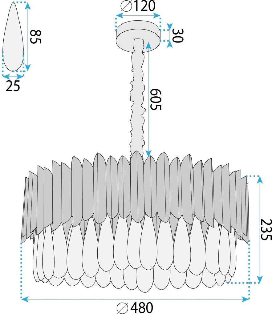 Toolight Závěsné luxusní osvětlení APP1657-8CP černé