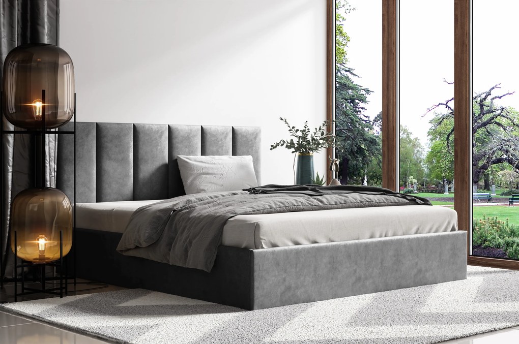 Eka Čalouněná postel Lucy 1 - 140x200 cm Barva látky Trinity: Šedá (Trinity 2314), Úložný prostor: Bez úložného prostoru