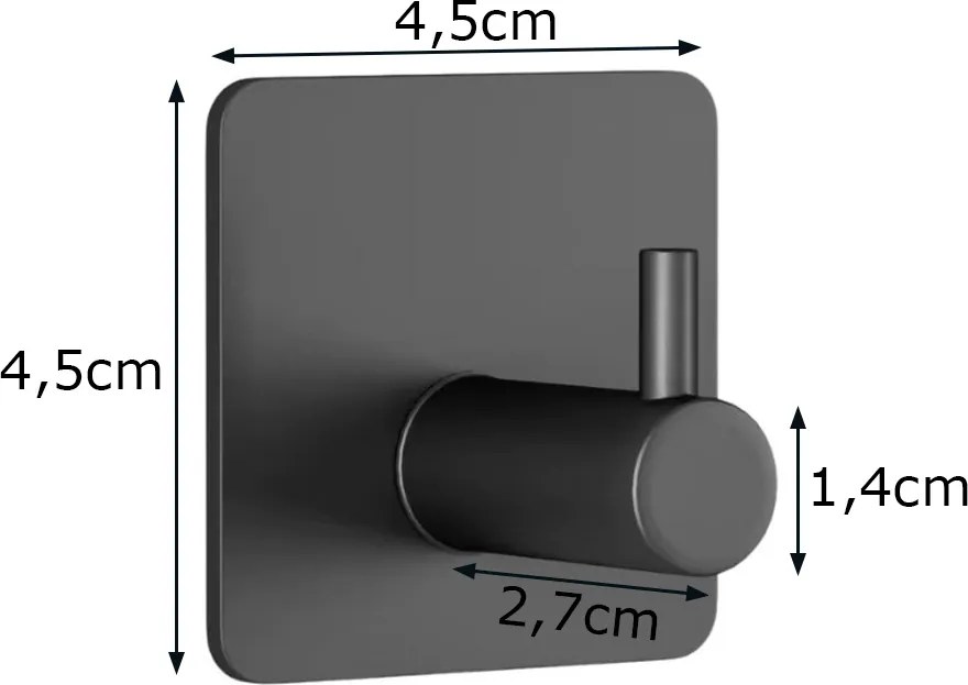 Verk Group Drážky, háčky, věšáky, samolepící, koupelna, kovové, 4 ks, bez vrtání