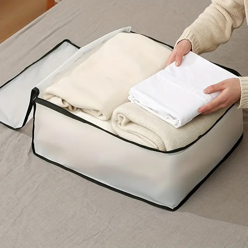 Arte Regal Textilní úložný box na uschování oblečení a ložního prádla, WHITE KIPIT, 45x45x20, bílý